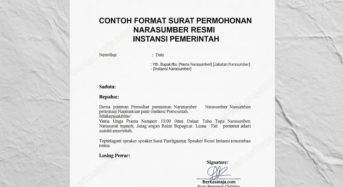 Contoh Format Surat Permohonan Narasumber Resmi Instansi